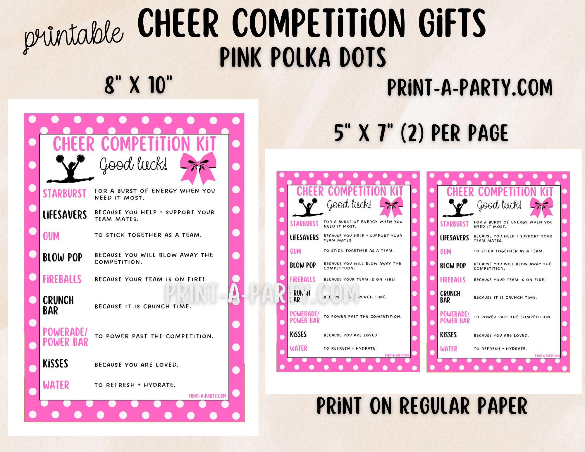 Cheerleader Competition Gift Printable Candy Gram – Big Sis, Little Si ...