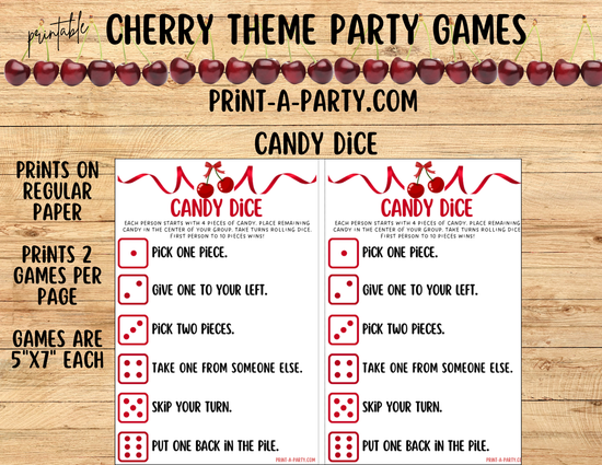 Cherry themed printable party games - perfect for a cherry themed ...