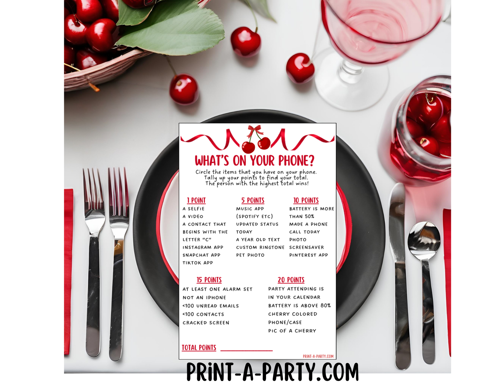 Cherry themed printable party games - perfect for a cherry themed ...