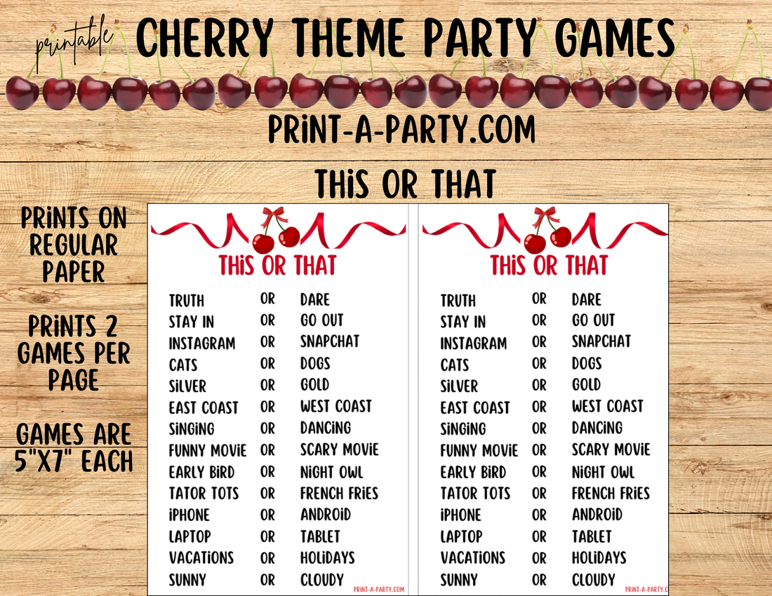 GAMES: Printable Cherry Party Games Bundle – Fun Cherry-Themed Game Se ...