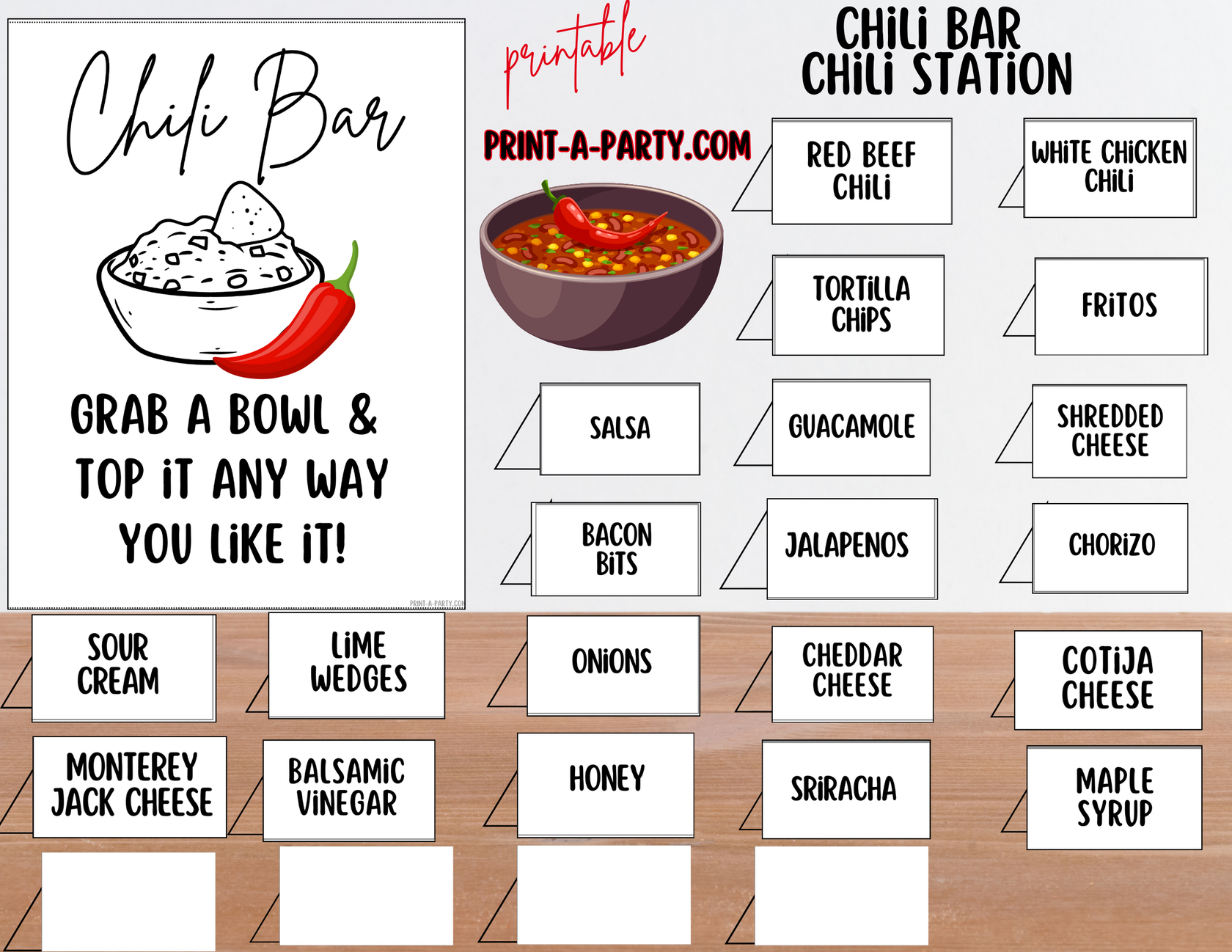 Printable CHILI BAR | CHILI STATION Setup | Chili Bar Sign | Food ...
