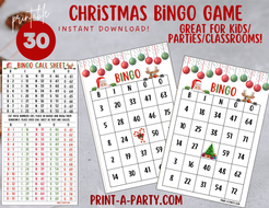BINGO: Printable Christmas Holiday Bingo Game – Fun Holiday Activity f ...