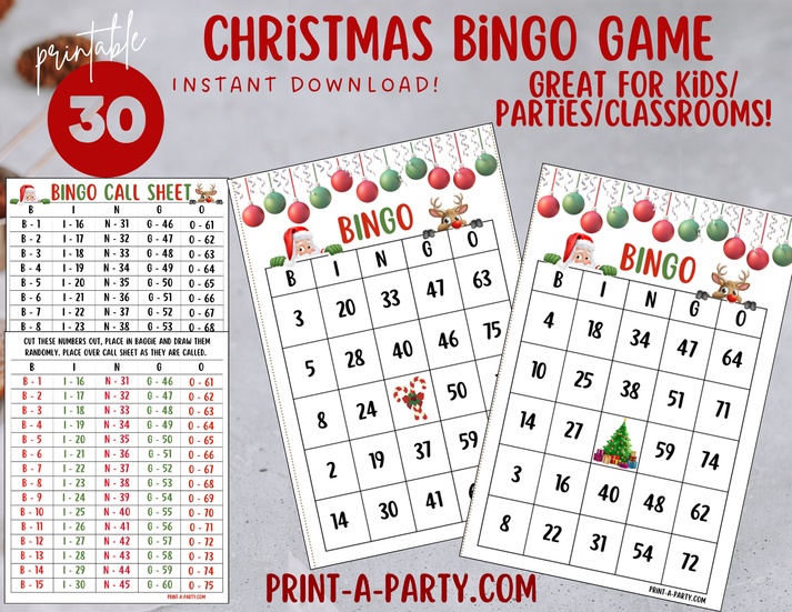 BINGO: Printable Christmas Holiday Bingo Game – Fun Holiday Activity f ...
