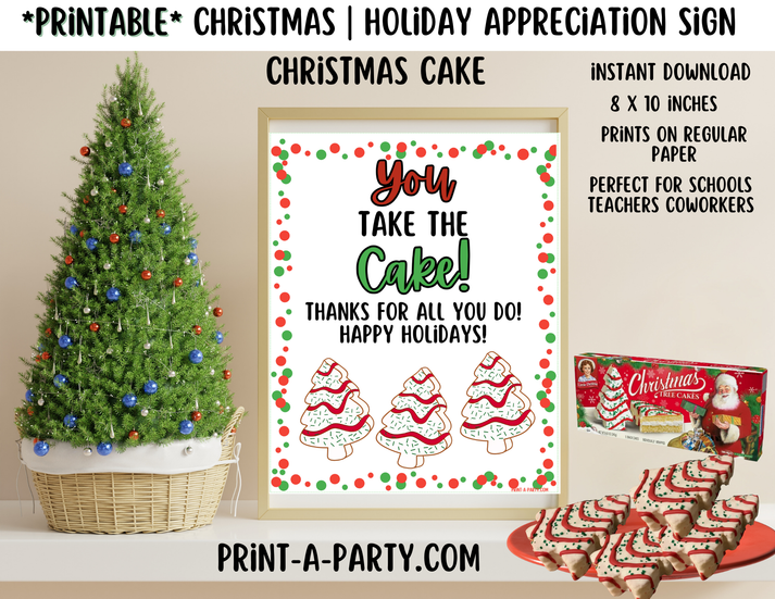 Appreciation Sign: Christmas Tree Cakes Printable Sign – Festive 8x10 ...