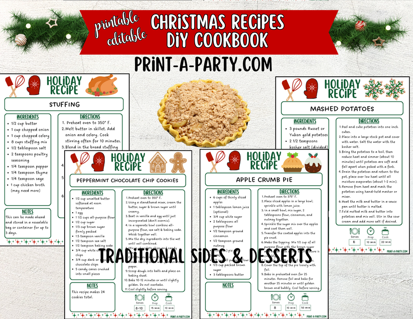 Editable Printable Christmas Cookbook – Holiday Recipe Binder & Planne ...