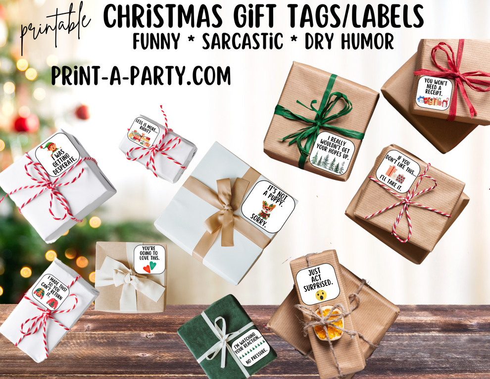 CHRISTMAS Funny & Sarcastic Gift Tags Printable - 30 Sarcastic Holiday ...