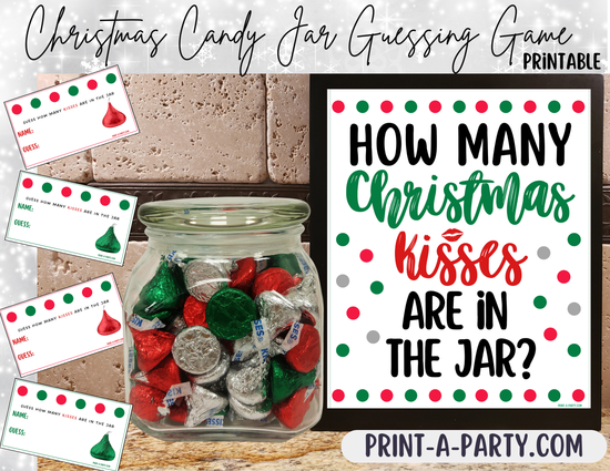 Candy Jar Guessing Game - CHRISTMAS CHOCOLATE KISSES - Printable Holid ...