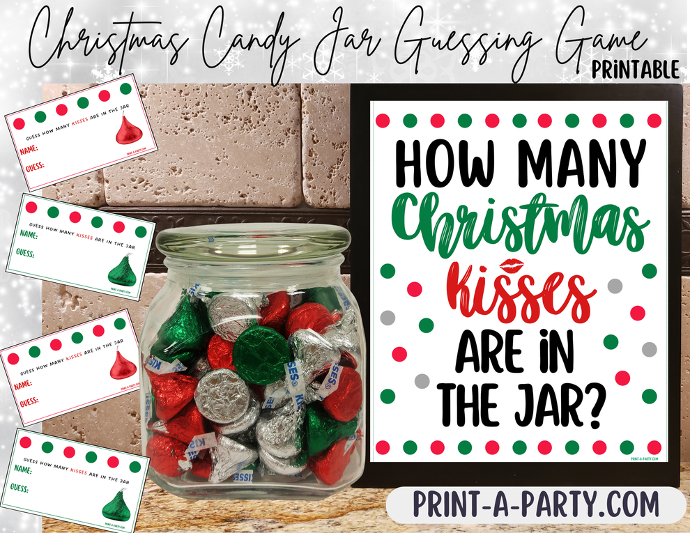 Candy Jar Guessing Game - CHRISTMAS CHOCOLATE KISSES - Printable Holid ...
