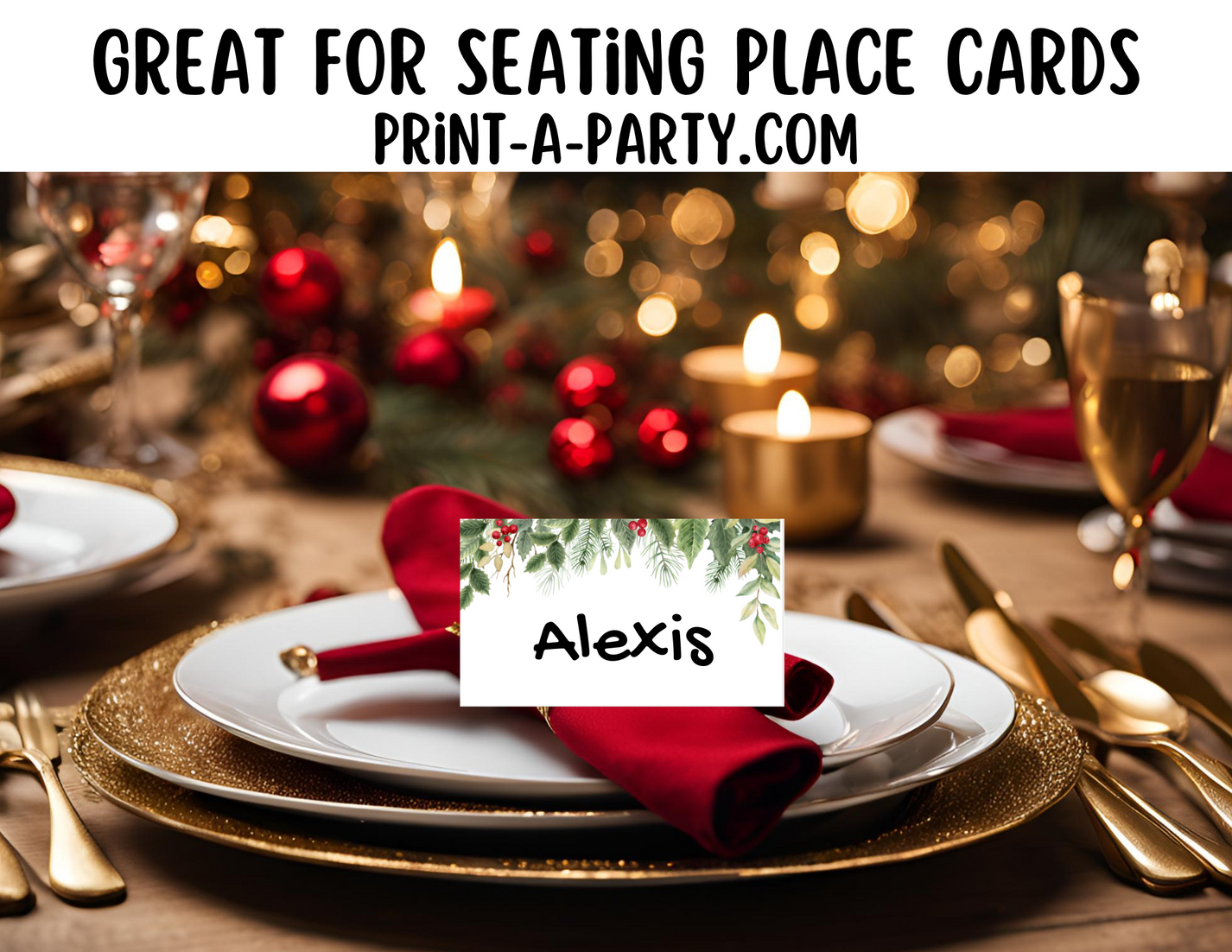 Printable Editable Fall Christmas Buffet Food Cards Seating Place Cards ...
