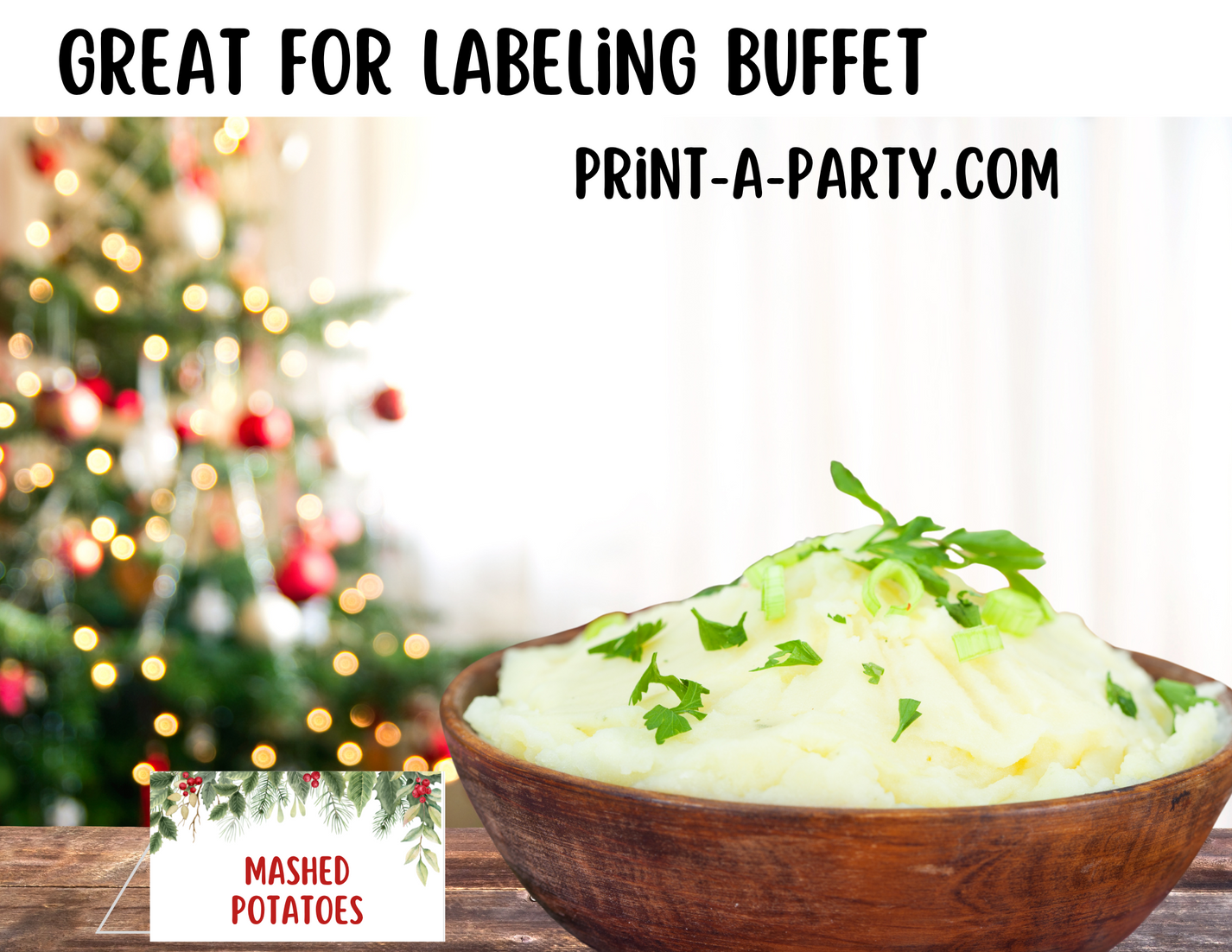 Printable Editable Fall Christmas Buffet Food Cards Seating Place Cards ...