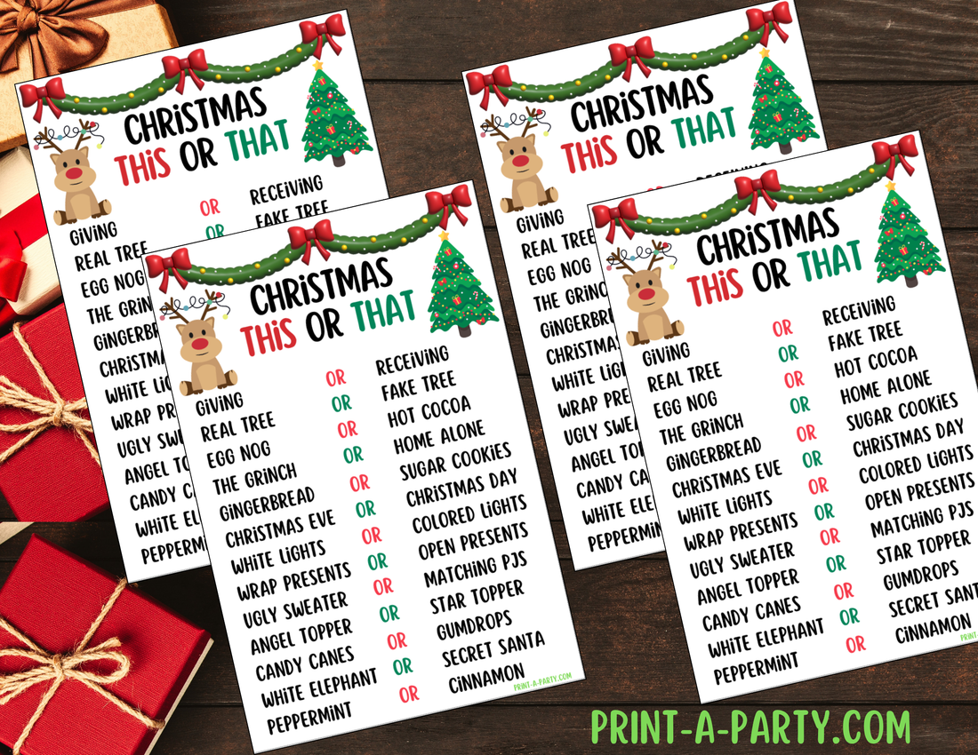 Christmas This or That Game Printable | Christmas Game for Parties or ...