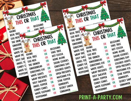 Christmas This or That Game Printable | Christmas Game for Parties or ...