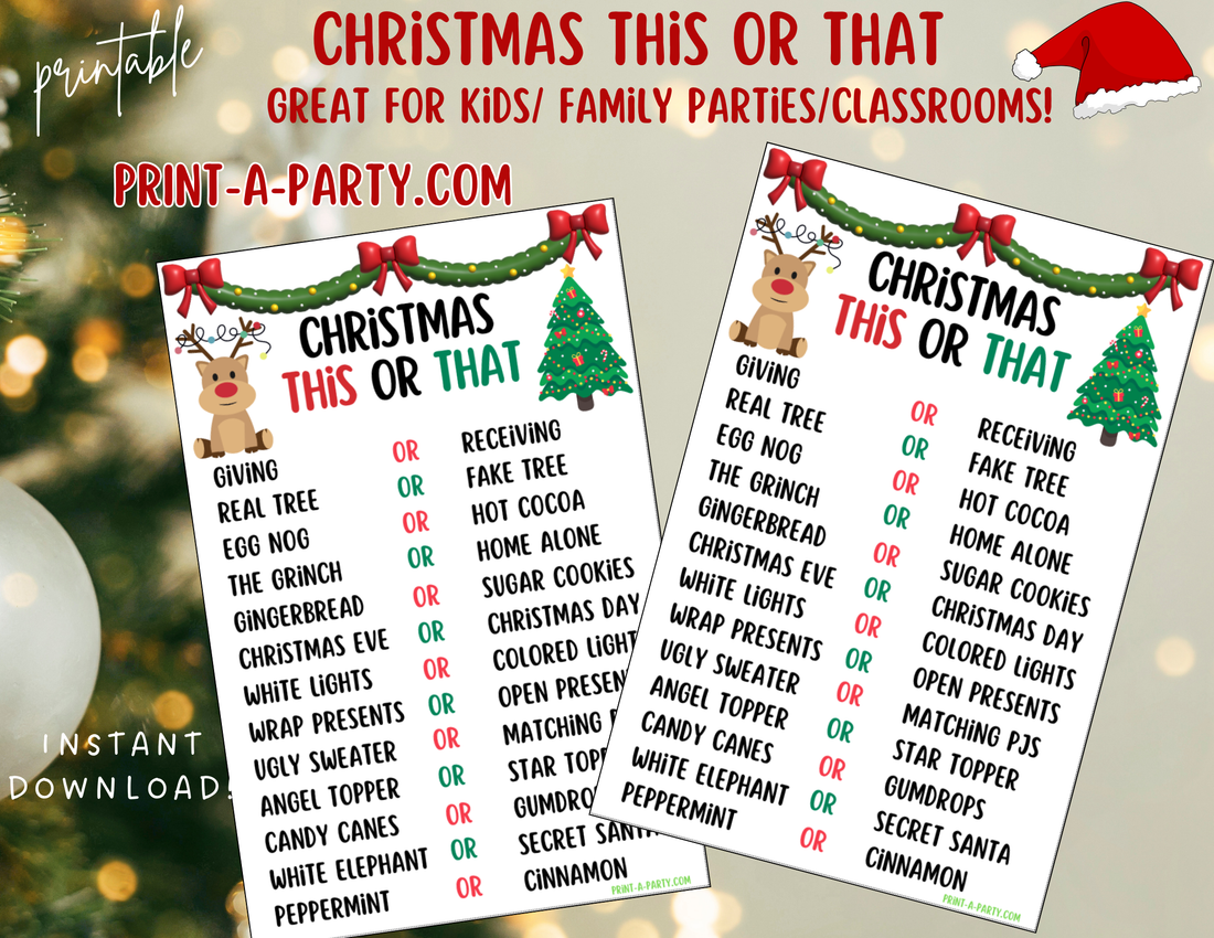 THIS OR THAT GAME - Printable Christmas This or That Game – Fun Holida ...