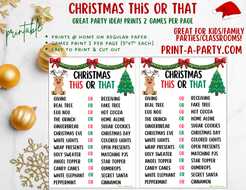 Christmas This or That Game Printable | Christmas Game for Parties or ...