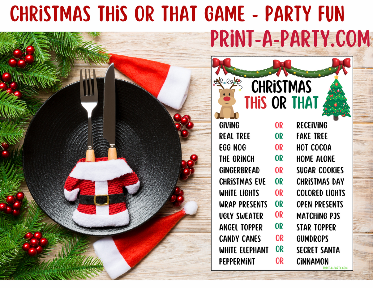 THIS OR THAT GAME - Printable Christmas This or That Game – Fun Holida ...