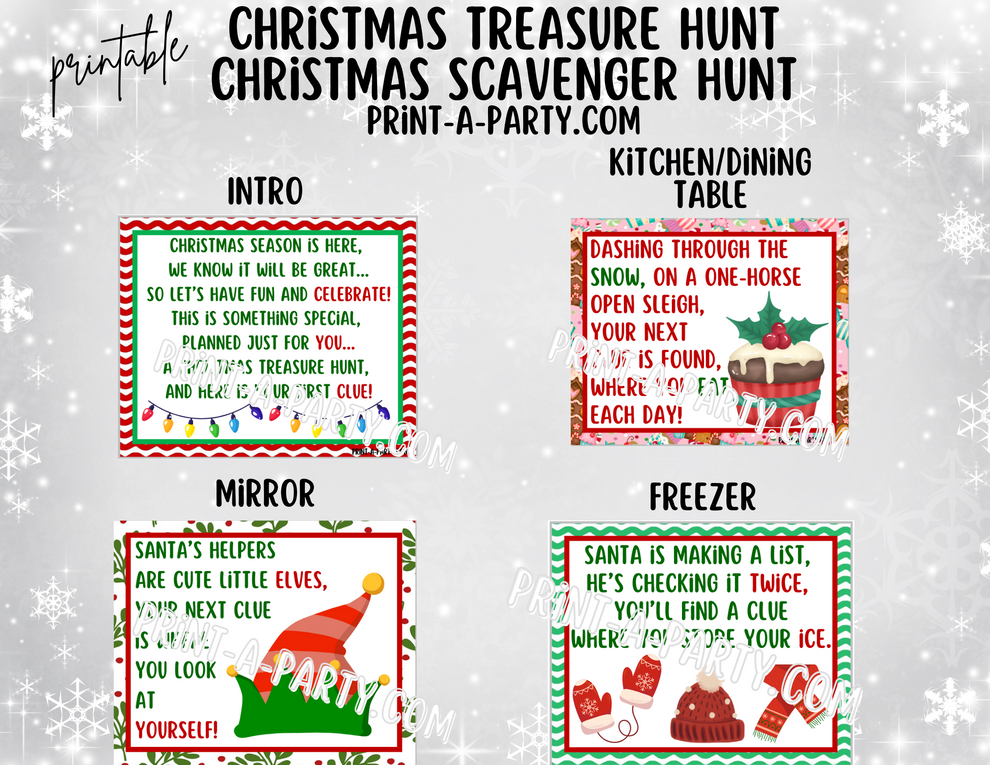 Christmas Scavenger Hunt Printable Game | Holiday Treasure Hunt with C ...