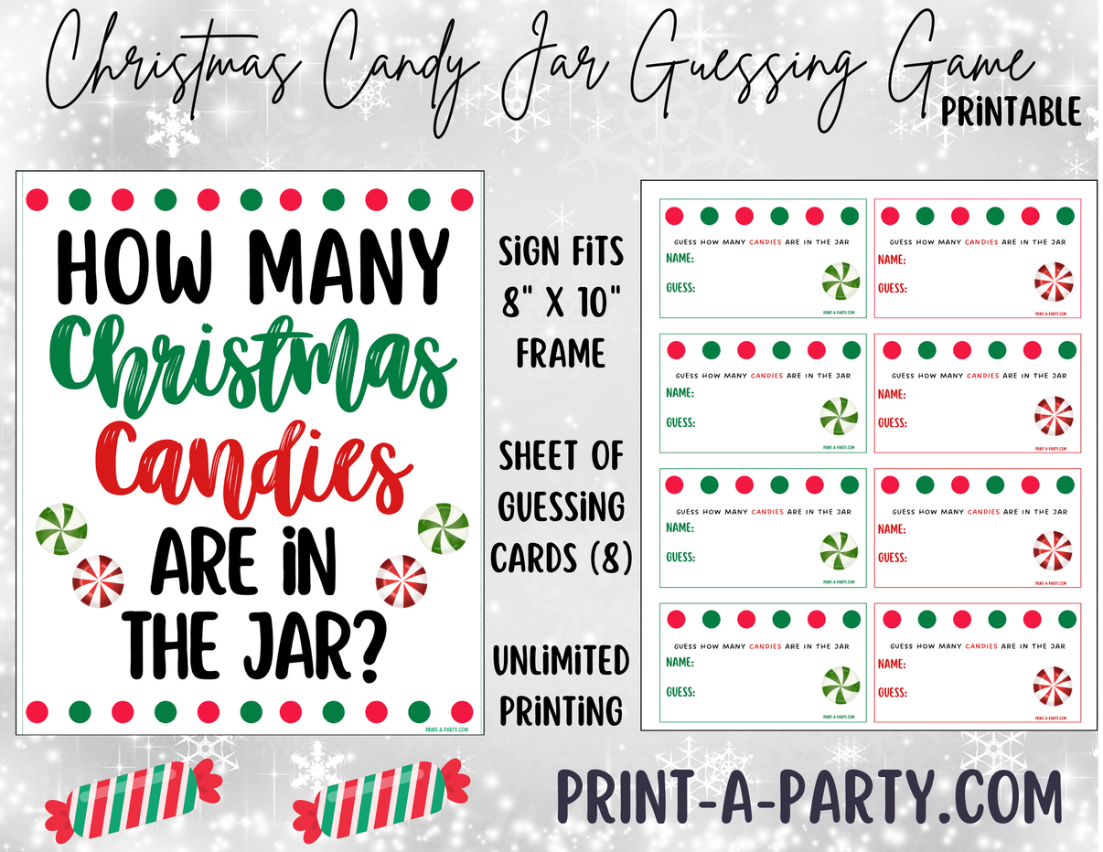 Candy Jar Guessing Game - CHRISTMAS CANDY - Printable Holiday Party Ga ...