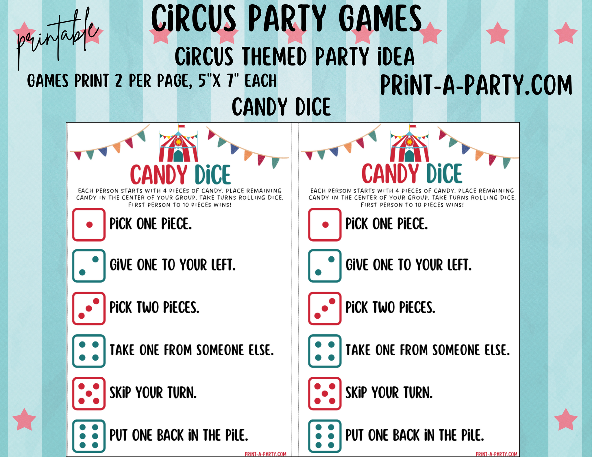 Circus Party Printable Games Bundle – 5 Fun Circus Games (5x7 Instant ...