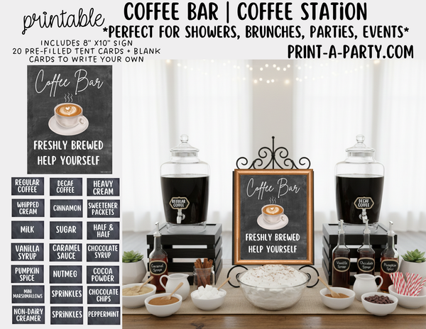 COFFEE BAR - Printable Sign and Topping Tent Cards - Perfect for Parti ...