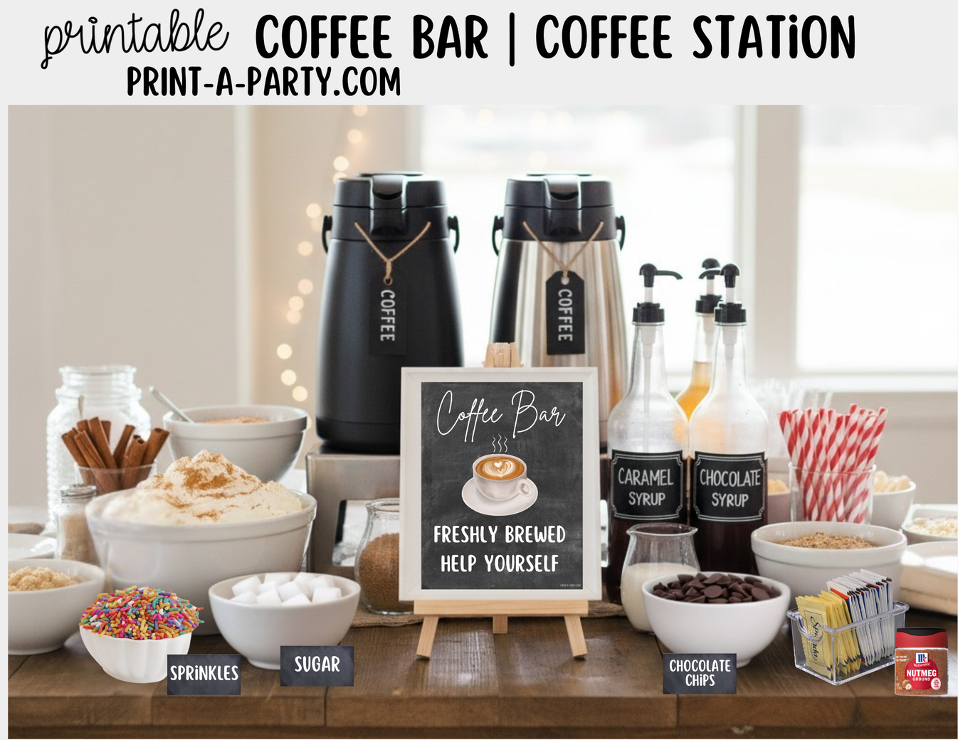 COFFEE BAR - Printable Sign and Topping Tent Cards - Perfect for Parti ...