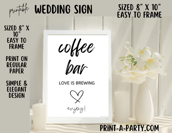 COFFEE BAR - LOVE IS BREWING - Printable Sign for Bridal Showers, Wedd ...