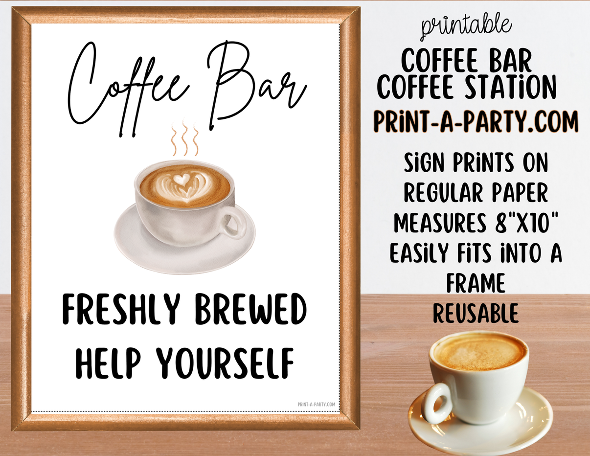 COFFEE BAR - Printable Sign and Topping Tent Cards - Perfect for Parti ...