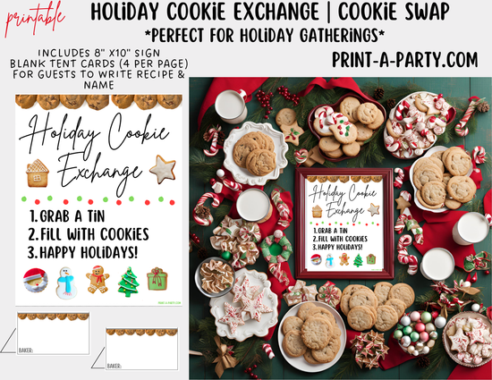 Christmas Holiday Cookie Exchange Printable Kit | 8x10 Cookie Swap Sig ...