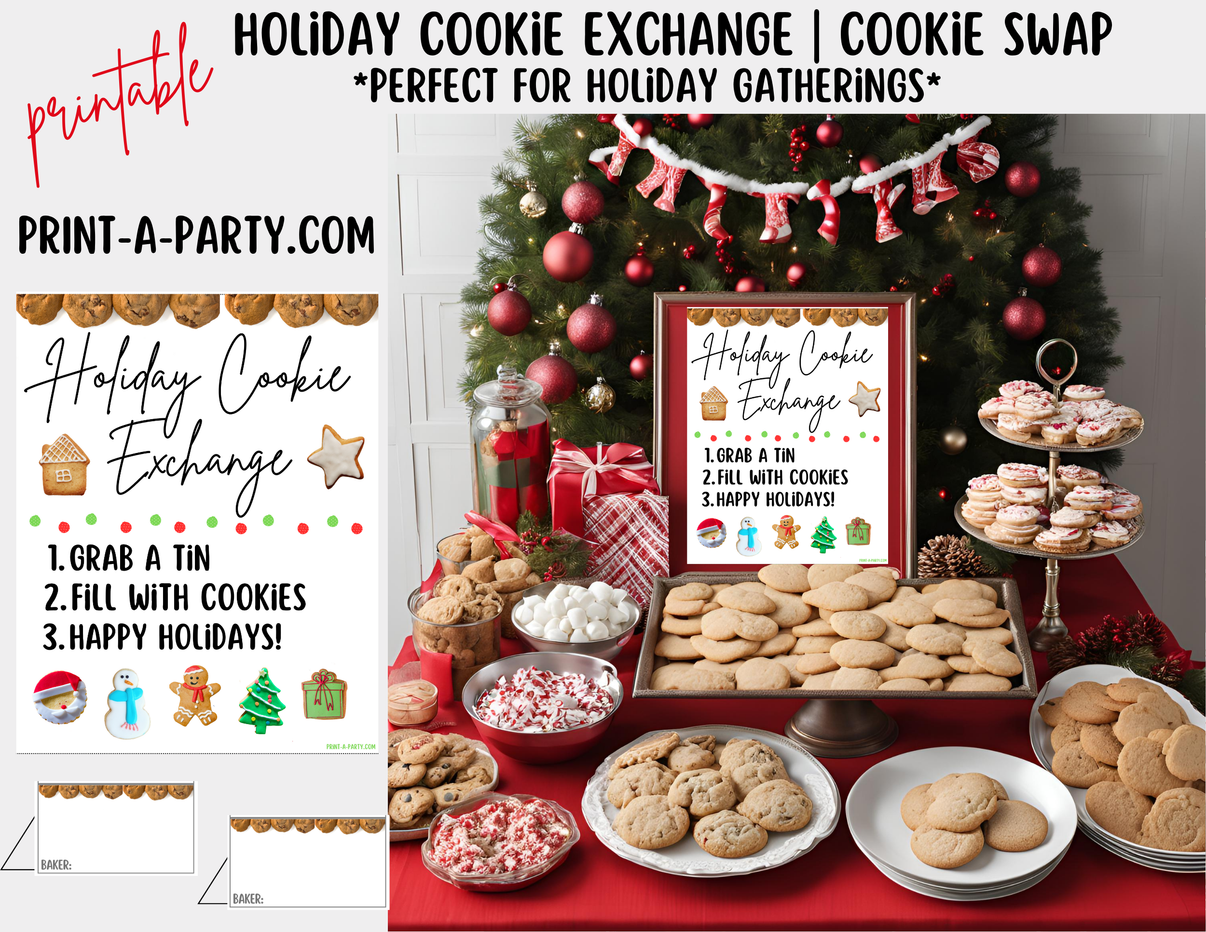 Christmas Holiday Cookie Exchange Printable Kit | 8x10 Cookie Swap Sig ...