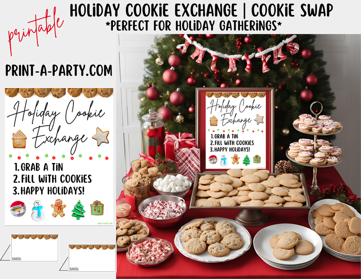 Christmas Holiday Cookie Exchange Printable Kit | 8x10 Cookie Swap Sig ...
