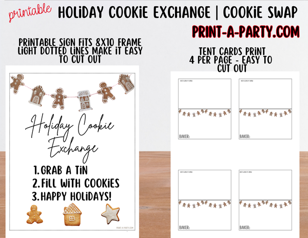 Christmas Holiday Cookie Exchange Printable Kit | 8x10 Cookie Swap Sig ...