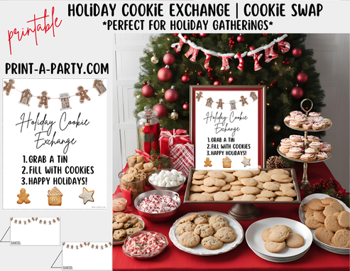 Christmas Holiday Cookie Exchange Printable Kit | 8x10 Cookie Swap Sig ...