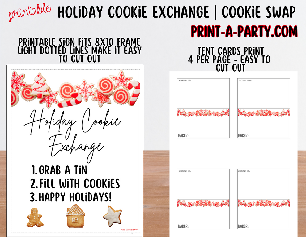 Christmas Holiday Cookie Exchange Printable Kit | 8x10 Cookie Swap Sig ...