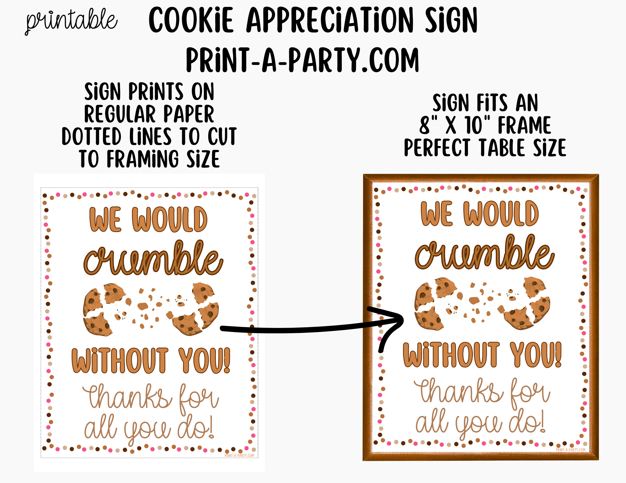 Cookie Appreciation Sign - Printable Decor for Teacher, Staff, Employe ...