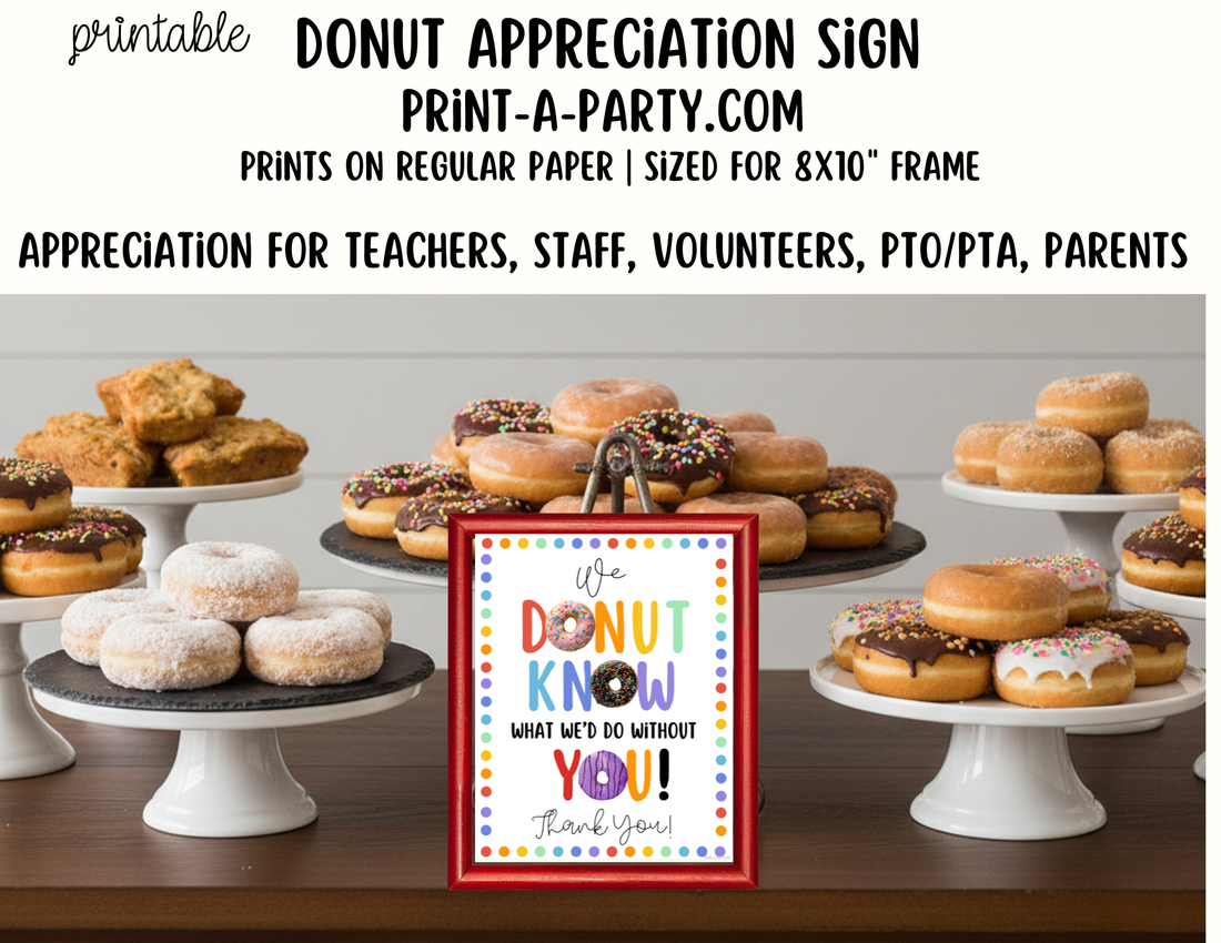 Donut Appreciation Sign - Printable Decor for Teacher, Staff, Employee ...