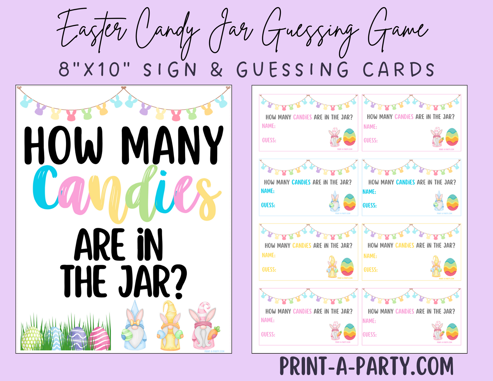 Easter Candy Jar Guessing Game Printable – Sign + Guessing Cards for E ...