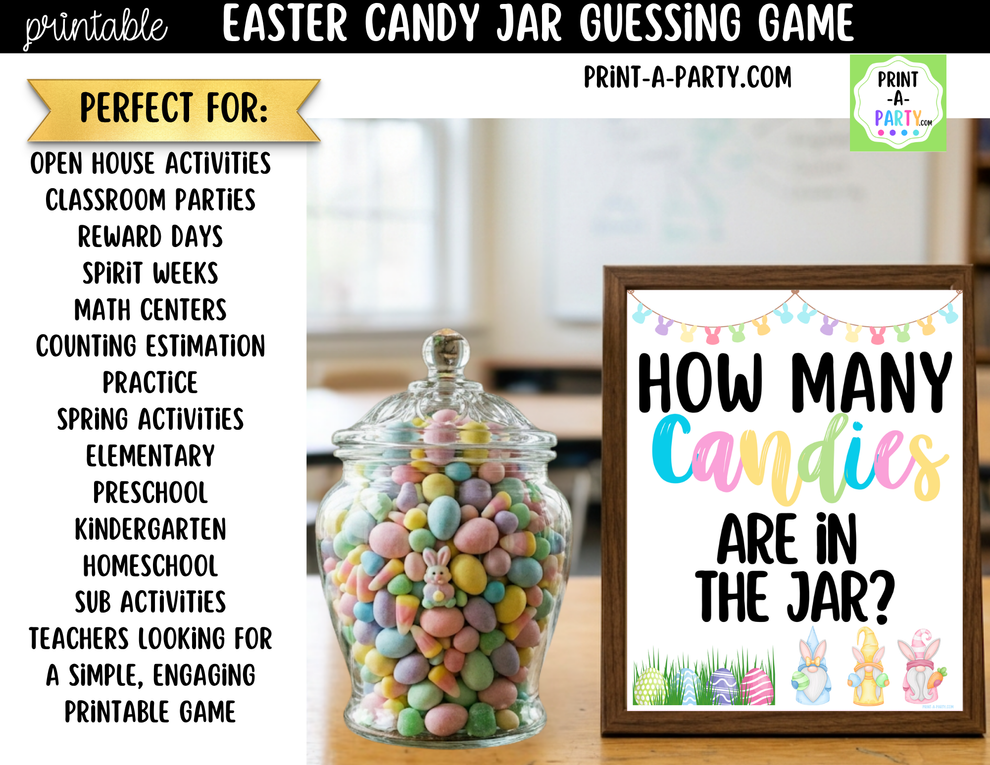 Easter Candy Jar Game Sign (8x10) + Guessing Cards for Easter, Spring ...