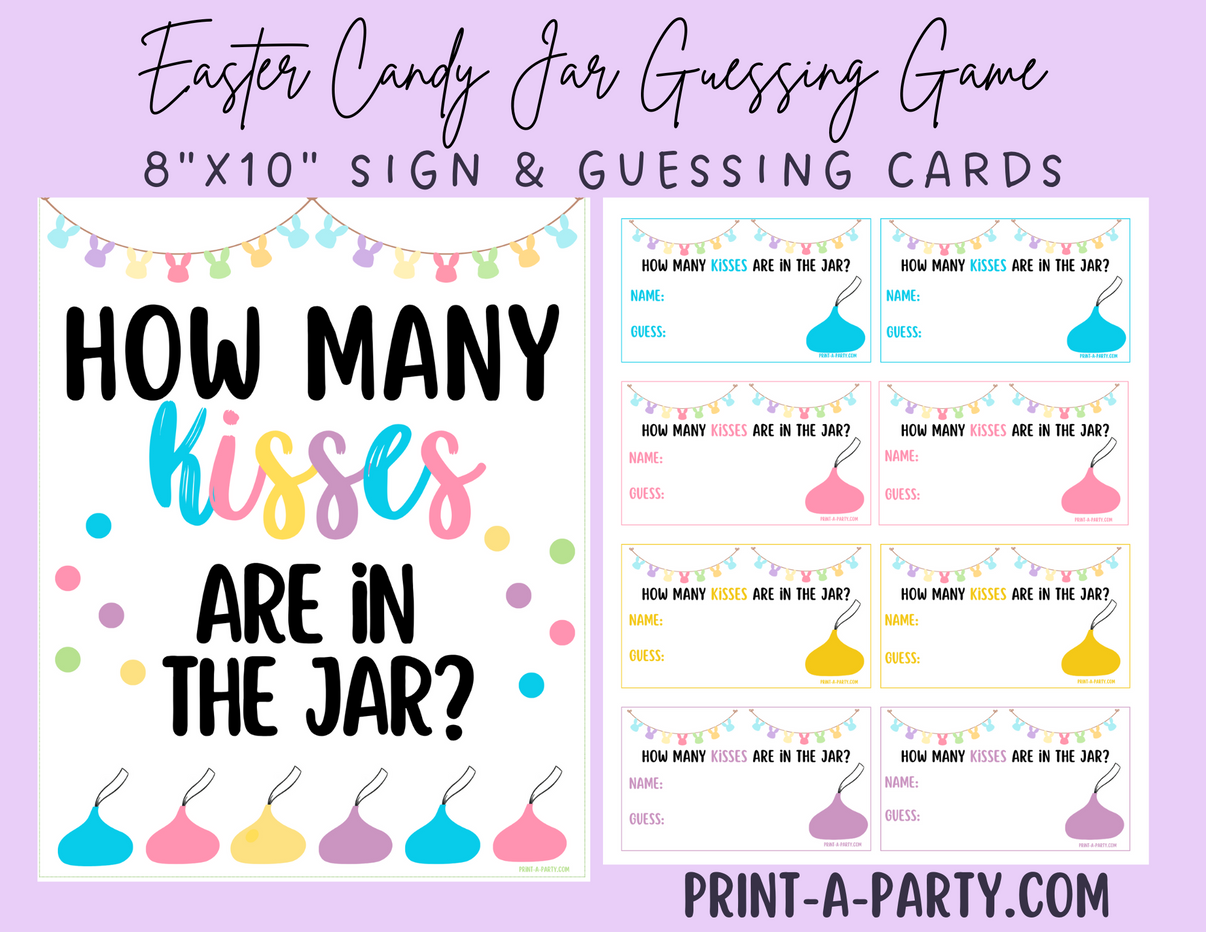 Candy Jar Guessing Game - EASTER CHOCOLATE KISSES - Printable Easter P ...