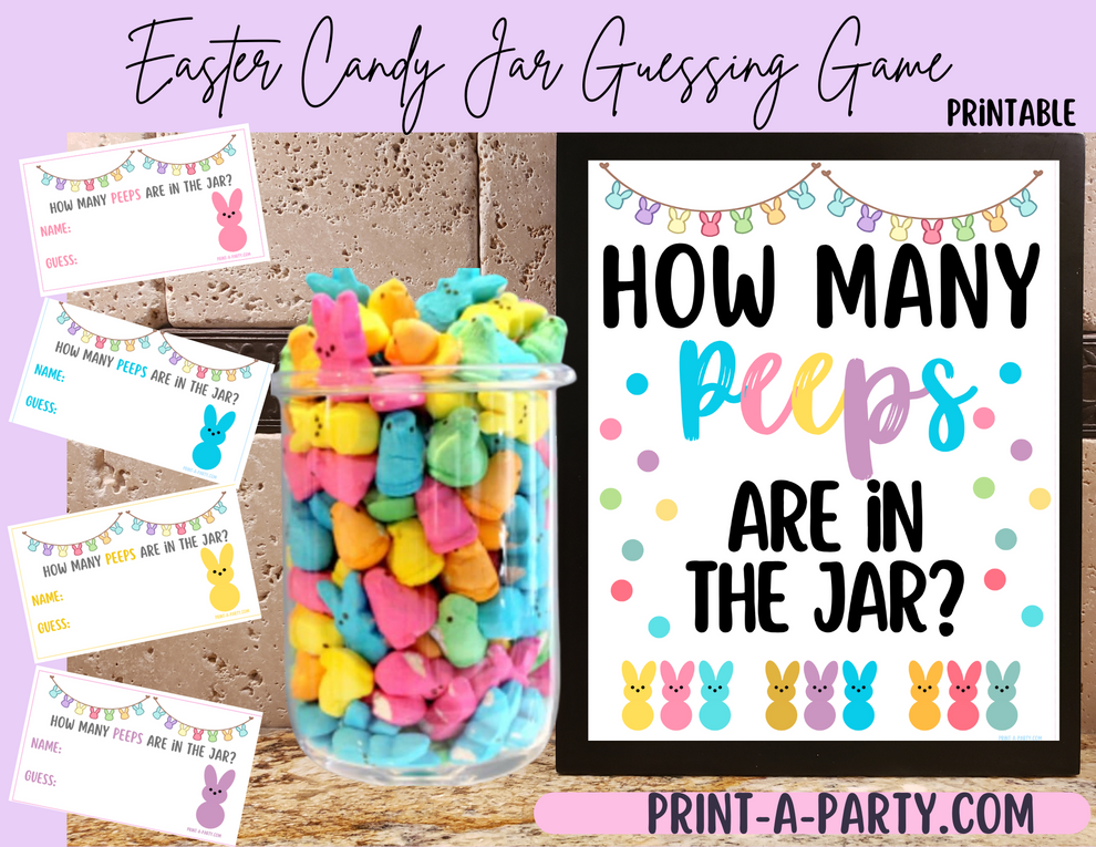 Easter Peeps Candy Jar Guessing Game Printable – Sign + Guessing Cards ...