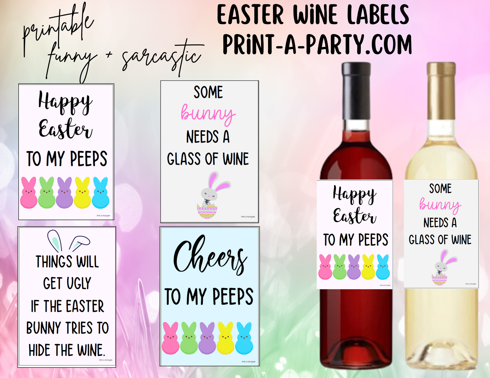 WINE LABELS: Easter Wine Bottle Labels Printable – Funny & Sarcastic E ...