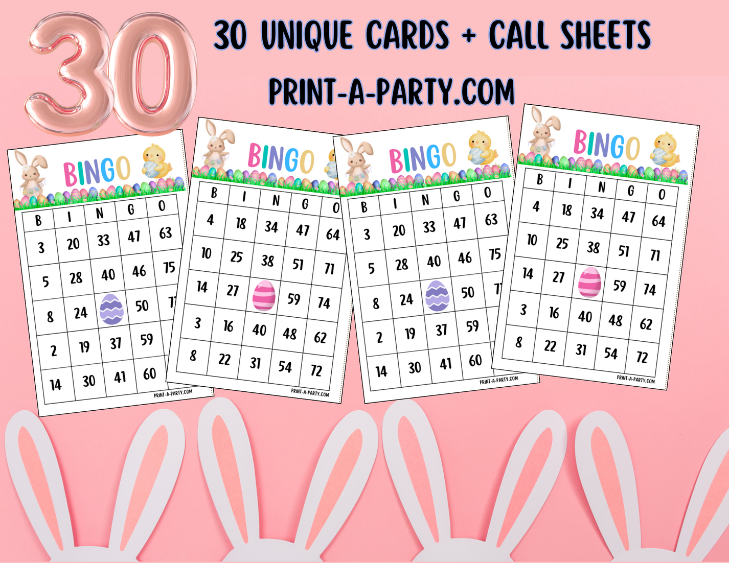 Printable Easter Bingo Cards - colorful & cute - for kids, classrooms ...