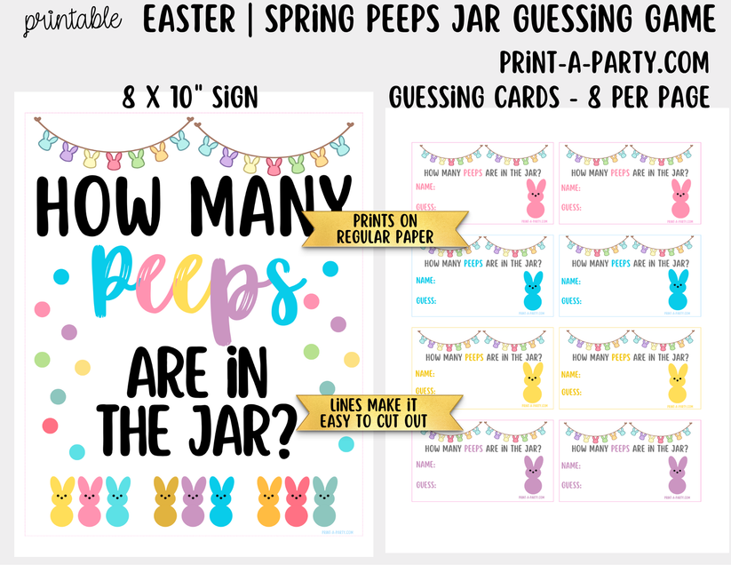 Easter Peeps Candy Jar Game Printable Sign (8x10) + Guessing Cards for ...