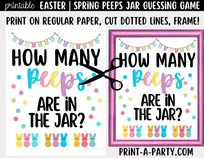 Easter Peeps Candy Jar Game Printable Sign (8x10) + Guessing Cards for ...