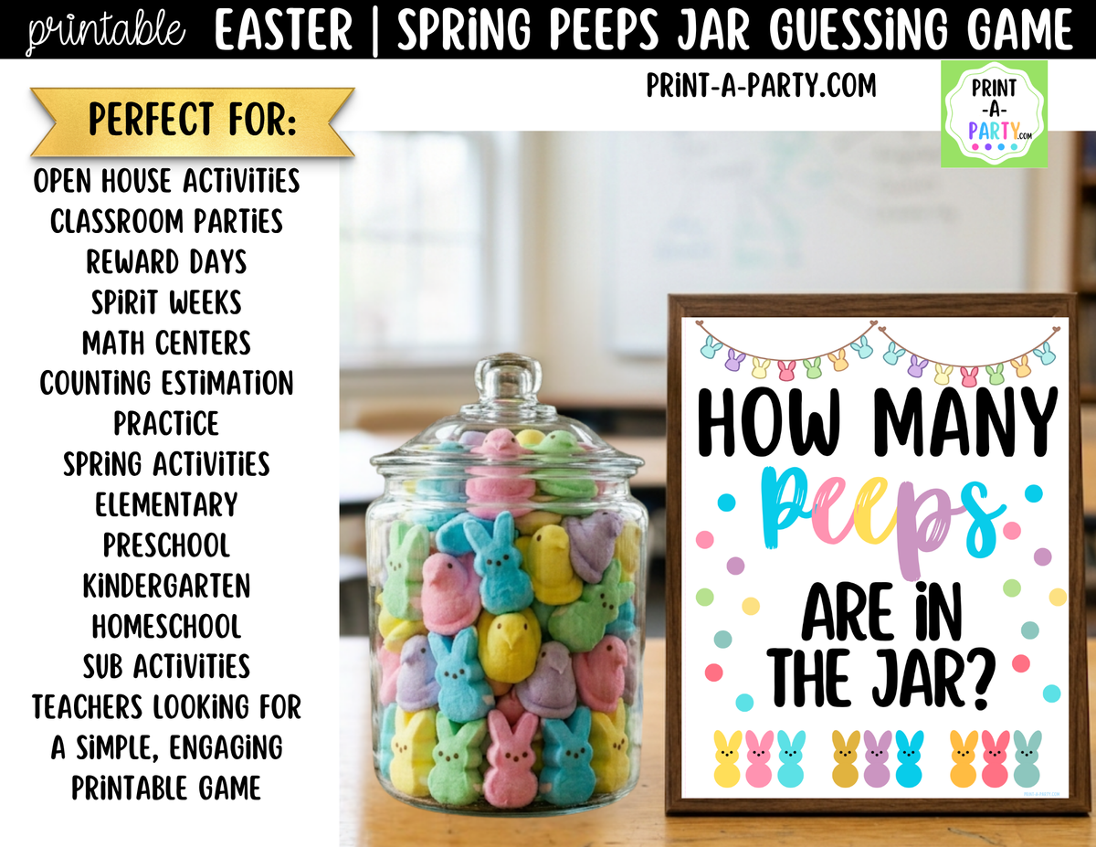 Easter Peeps Candy Jar Game Printable Sign (8x10) + Guessing Cards for ...
