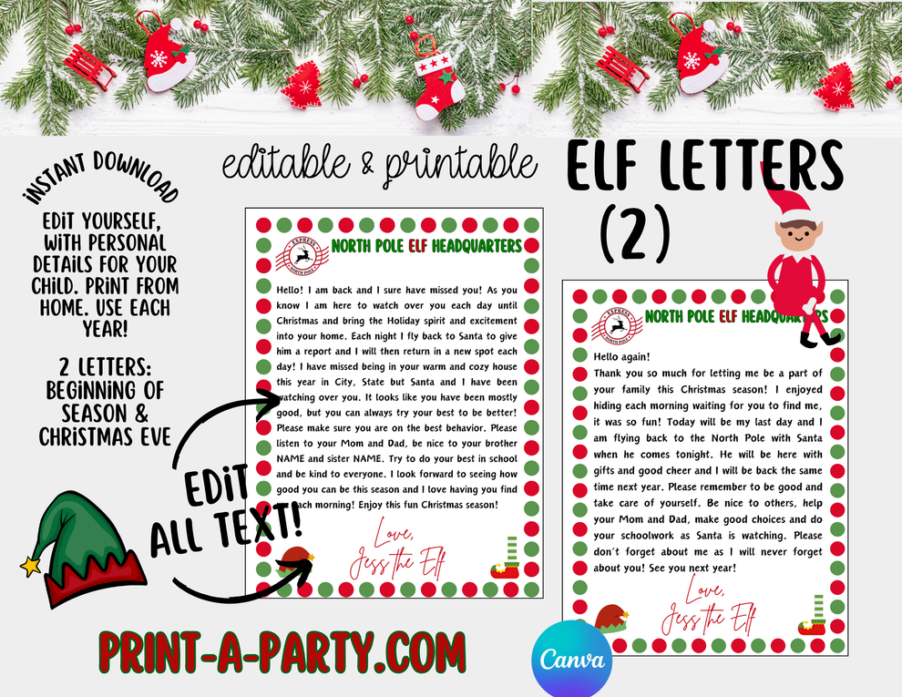 ELF - Editable Elf Note Pack - Printable Christmas Elf Letters ...