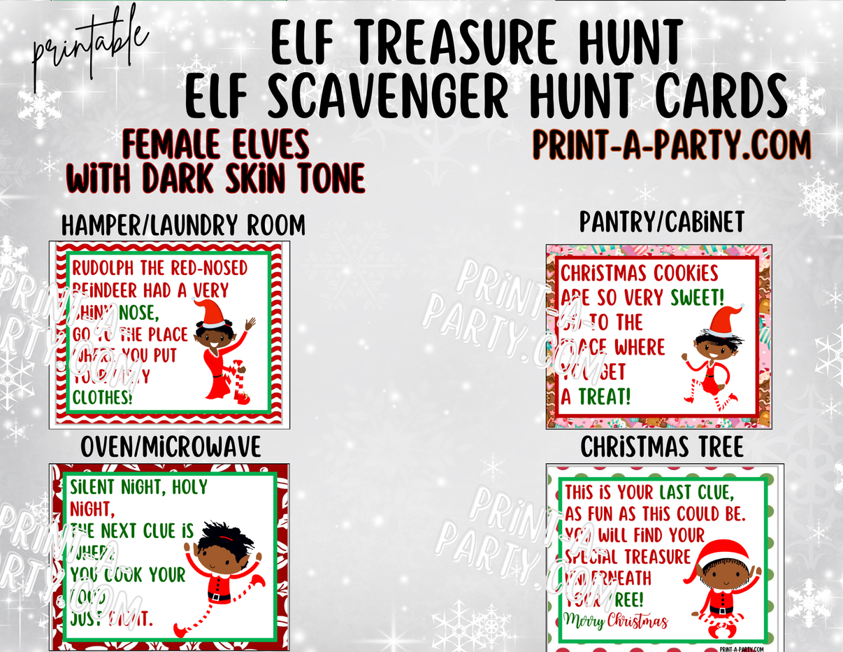 ELF TREASURE HUNT - Printable Elf Scavenger Hunt Game – Treasure Hunt ...