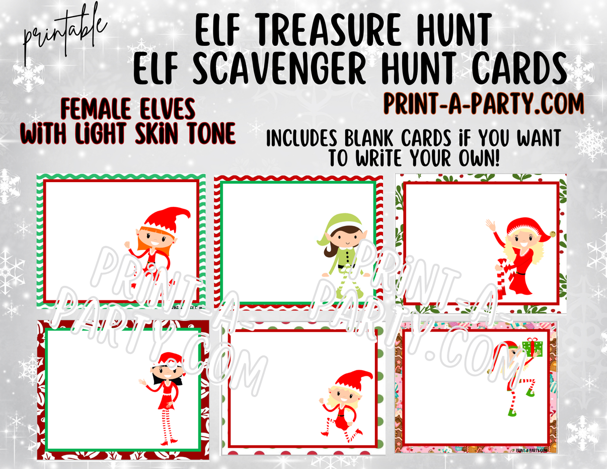 ELF TREASURE HUNT - Printable Elf Scavenger Hunt Game – Treasure Hunt ...