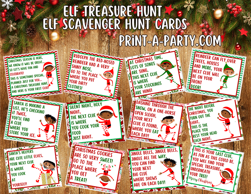 ELF TREASURE HUNT - Printable Elf Scavenger Hunt Game – Treasure Hunt ...