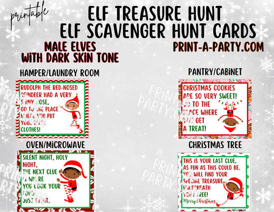 ELF TREASURE HUNT - Printable Elf Scavenger Hunt Game – Treasure Hunt ...