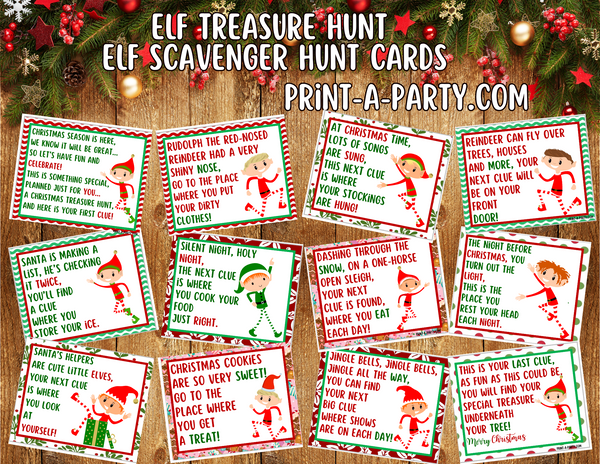 ELF TREASURE HUNT - Printable Elf Scavenger Hunt Game – Treasure Hunt ...