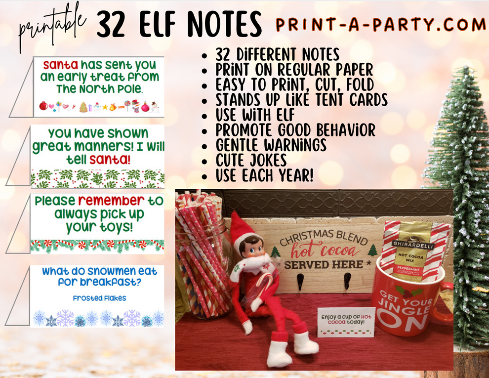 ELF NOTE CARDS - Printable Elf Notes - 32 Tent Cards from Your Christm ...